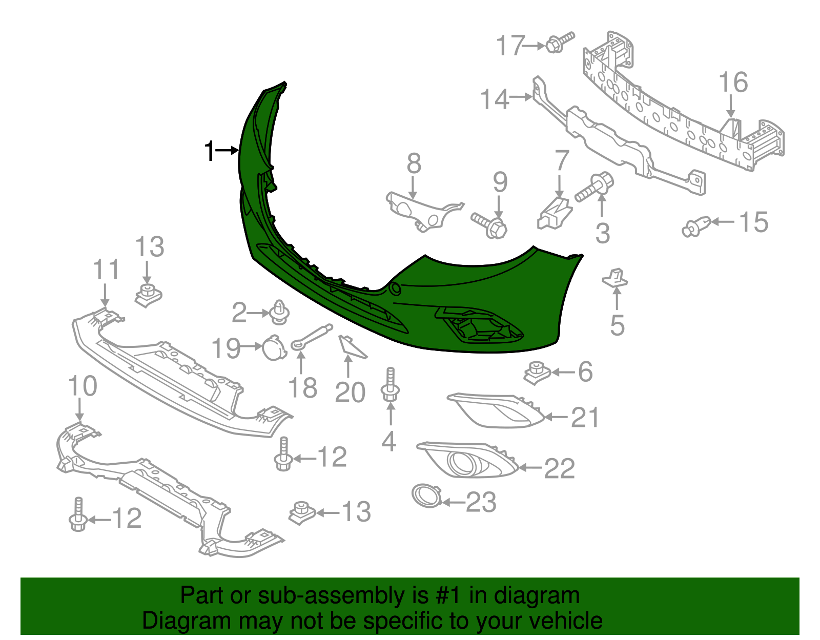 Mazda Parts For 2014-2016 Mazda 3 Bumper Cover BJS7-50-031A-9U ...