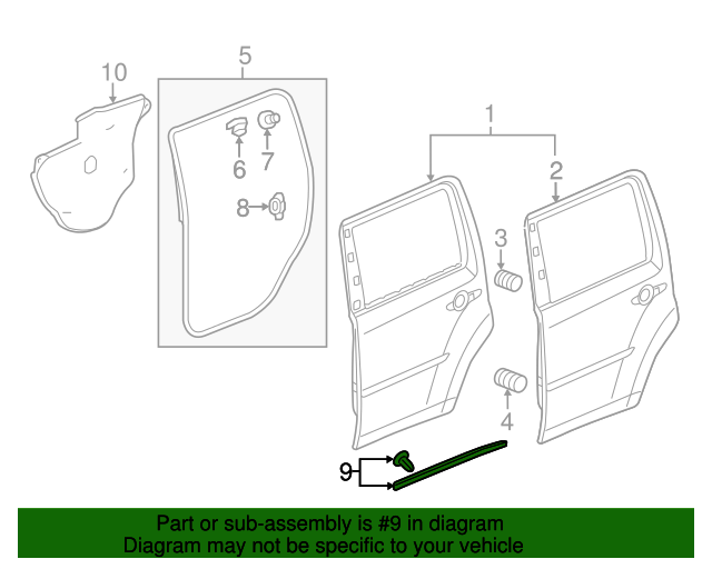 OEM 2009-2015 Honda Pilot Seal, L Rear Door Side Sill 72867-SZA-A01 ...