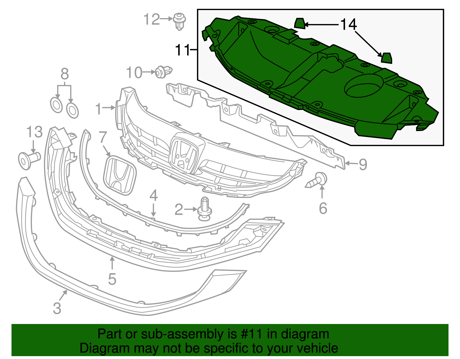 71125-TT1-A00 - Radiator Support Air Deflector 2013-2015 Honda Civic ...