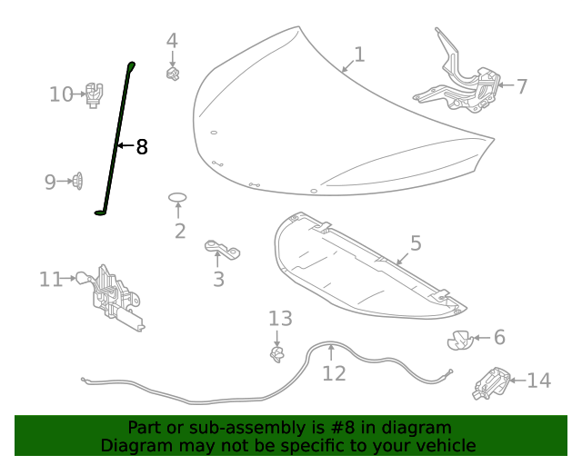 53440-08050 - Hood / Trunk Prop Rod - 2021-2023 Toyota Sienna | OEM ...