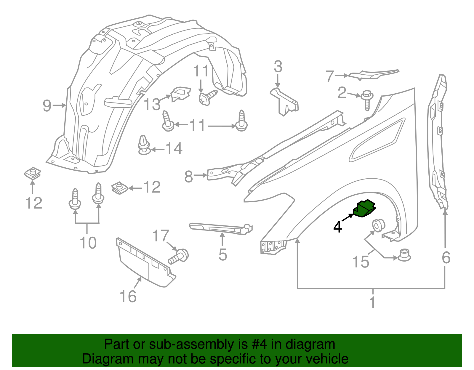 2017-2024 Nissan Armada Fender Insulator 638A0-1LA0A | Melloy Nissan Parts