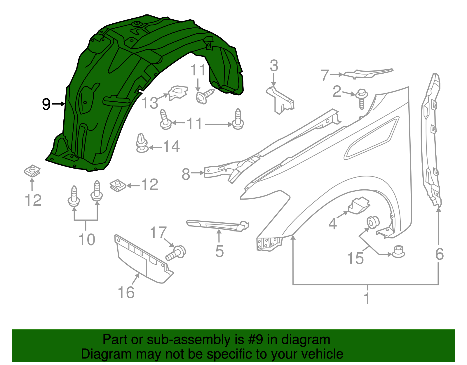 63841-1LA0B - Fender Liner 2017-2024 Nissan Armada | Nissan Parts ...