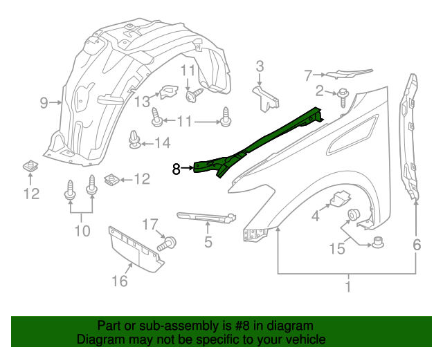 63828-6JF0A - Fender Ledge Cover 2021-2024 Nissan Armada | Nissan Parts ...