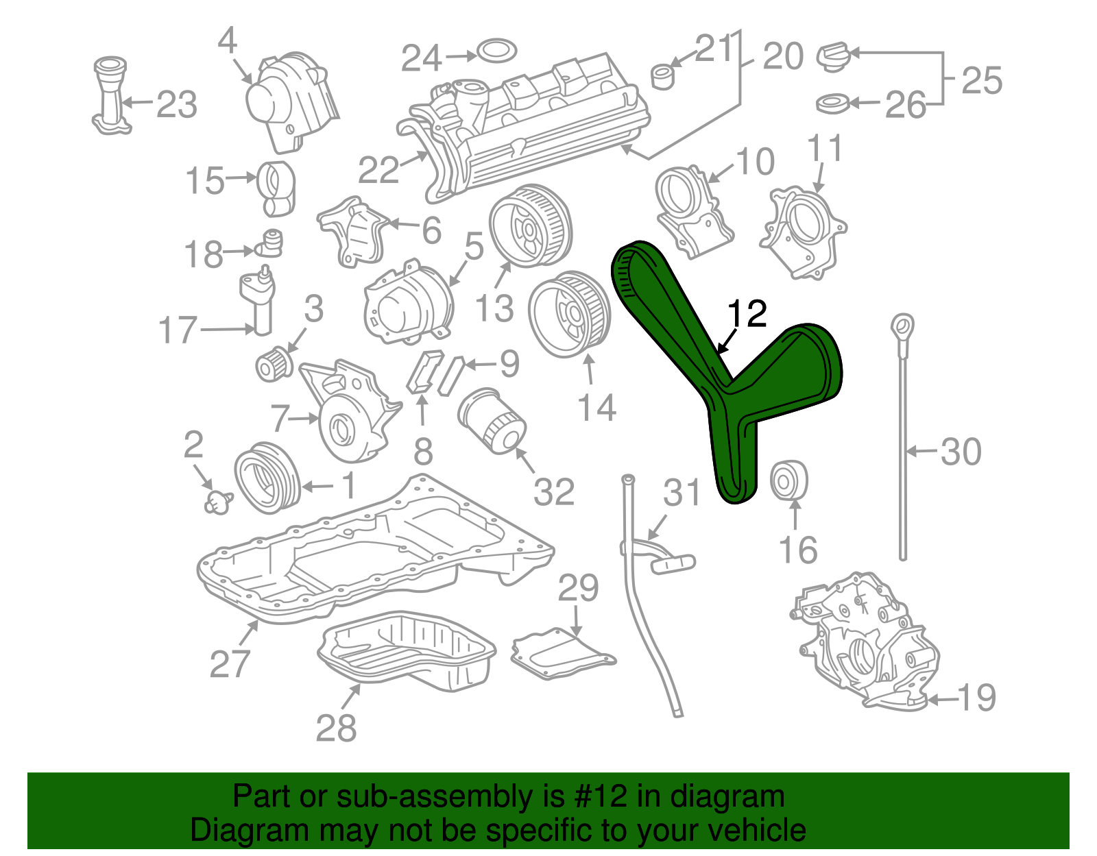 1998-2009 Toyota Engine Timing Belt 13568-09070 | Toyota Parts Center