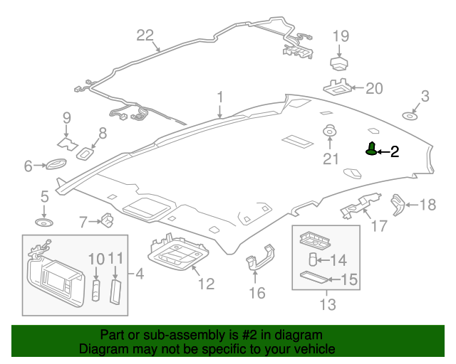 2019-2021 Chevrolet Malibu Headliner Retainer 84287946 | GMPartsDirect.com