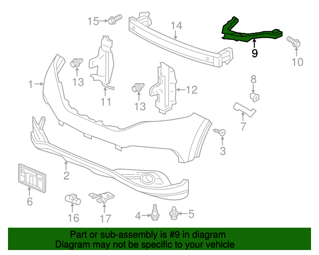 71190-T0A-A00 - Beam, L Front Bumper Corner (Upper) 2012-2014 Honda CR ...
