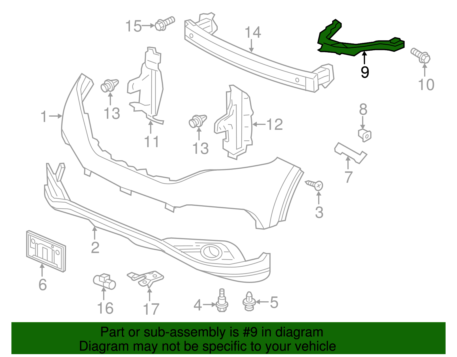 71190-T0A-A00 - 2012-2014 Honda CR-V - Beam L Front Bumper Corner ...