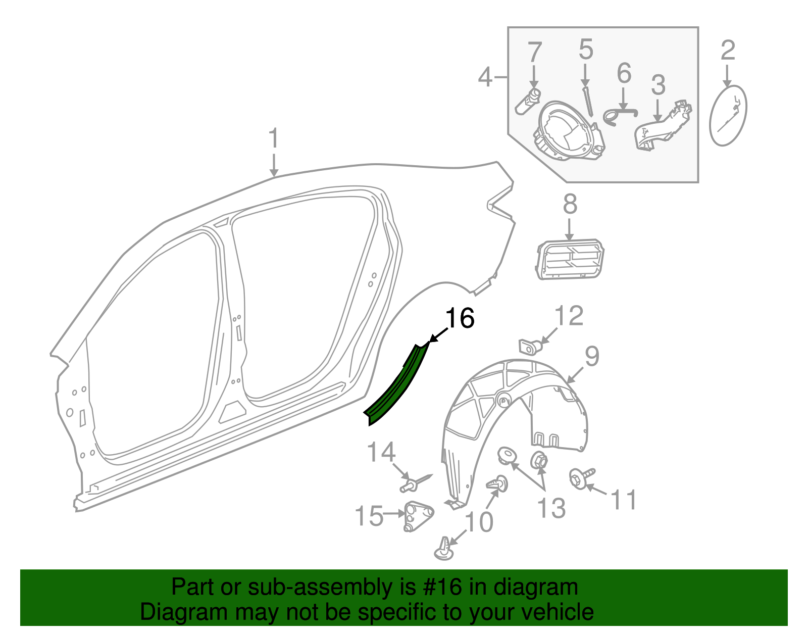 20790398 - Driver Side Quarter Outer Panel Protector 2010-2016 Buick ...
