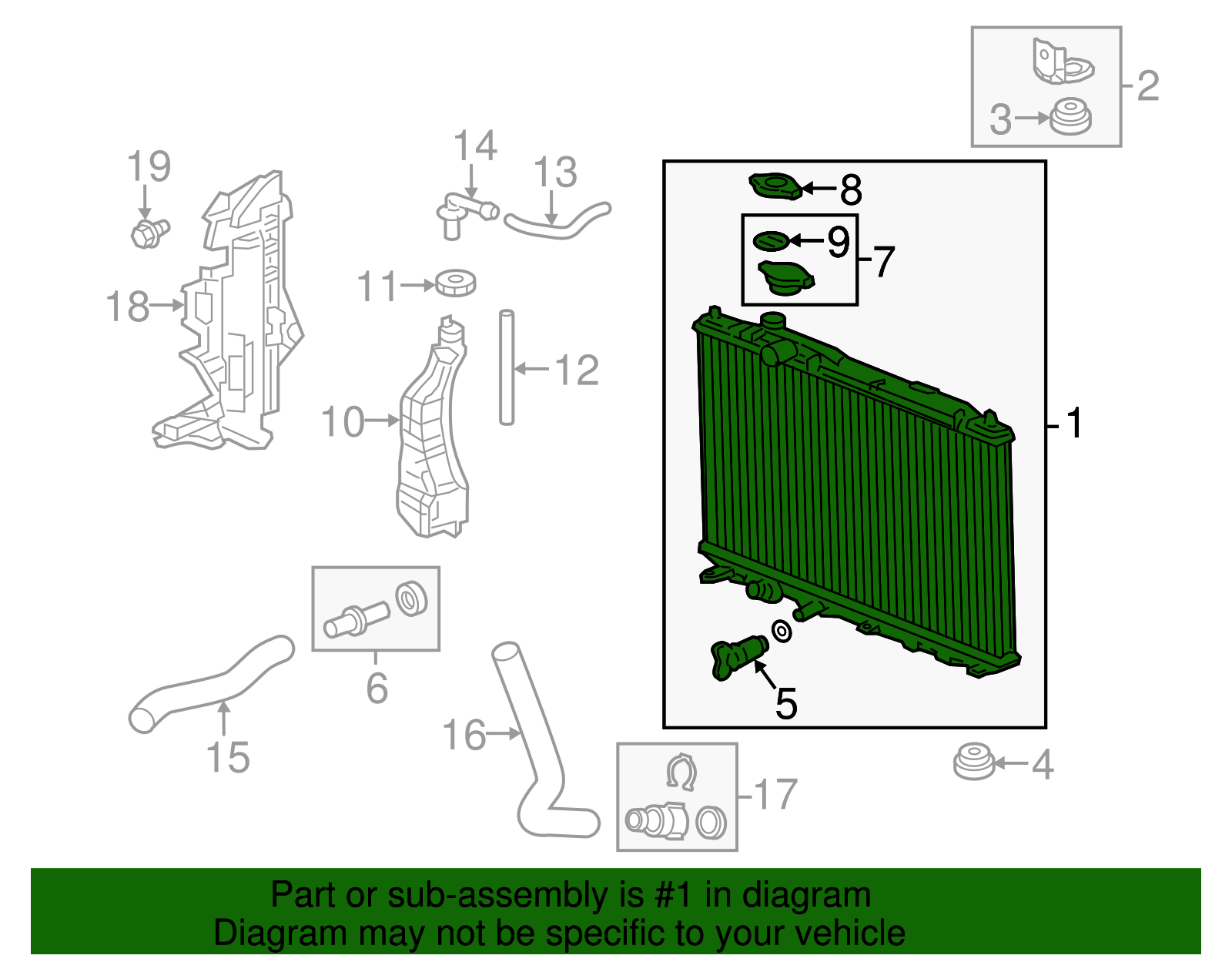 19010-R1B-A52 - Radiator Assembly 2012-2015 Honda Civic | Honda Parts ...