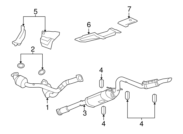 2007-2010 GM 3-Way Catalytic Converter with Pipes, Flanges, Bushings ...