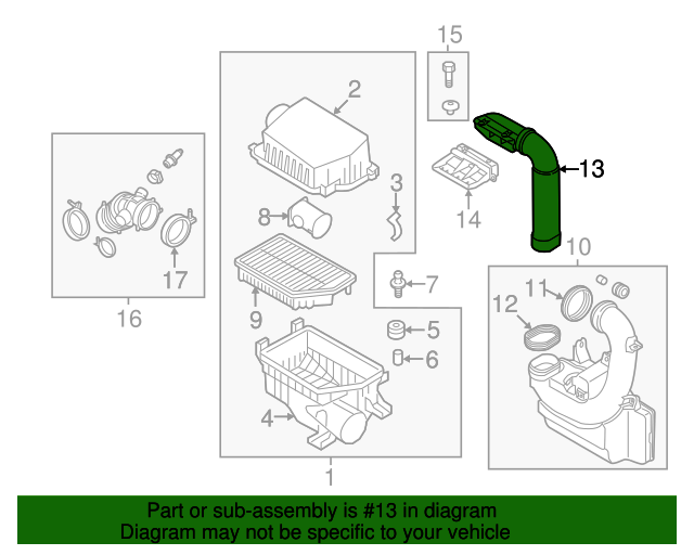 2014-2018 Kia Air Duct 28210 3X900 | OEM Parts Online