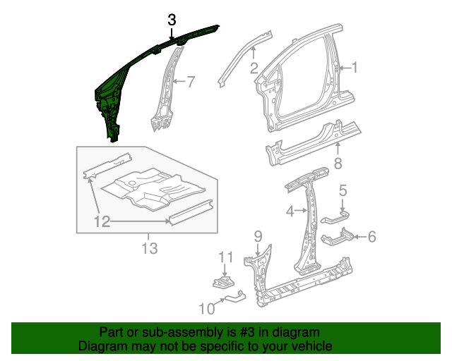 64115-TK6-A50ZZ - Inner Hinge Pillar 2012-2013 Honda Fit | Honda Parts ...