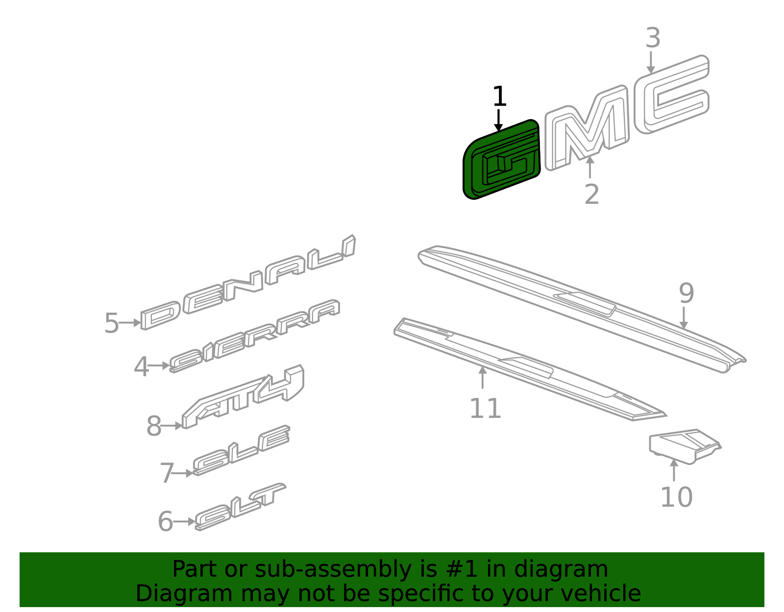 2020-2025 GMC Nameplate 86561643 GM | GMPartsDirect.com