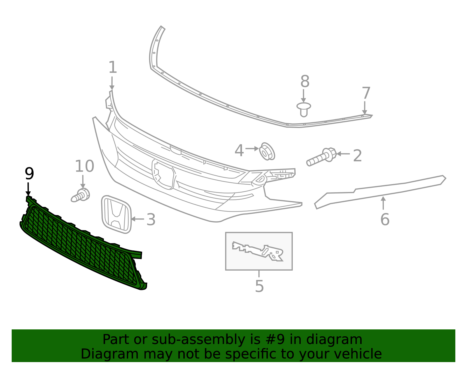 71107-TGH-A00 - 2017-2021 Honda Civic - Mesh Front Bumper (Lower ...