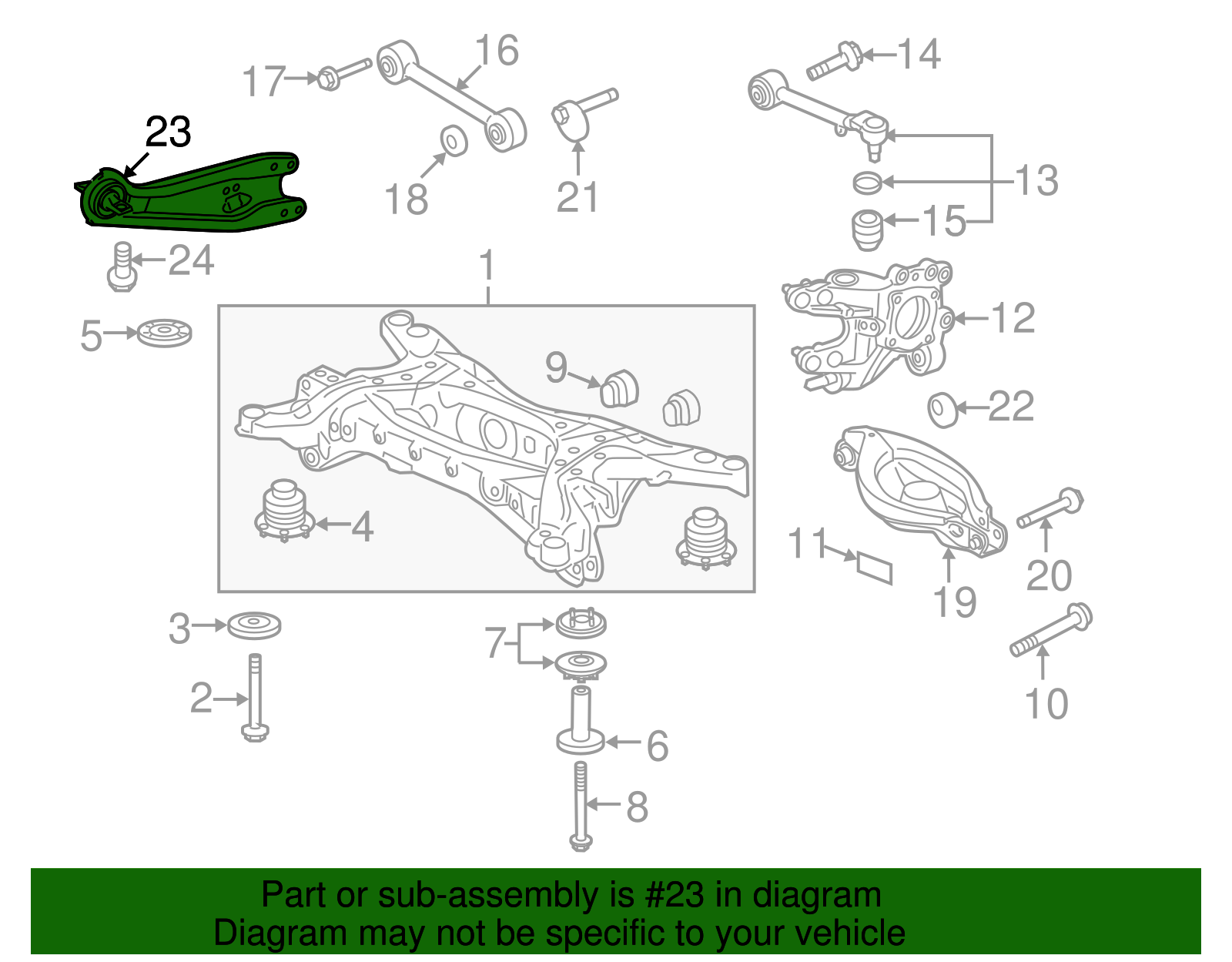 52371-SZA-A01 - 2009-2015 Honda Pilot - Arm R Rear Trailing | Genuine Honda Parts