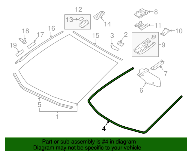 5611764010 - Windshield Seal 2001-2024 Toyota | AutoNationParts.com