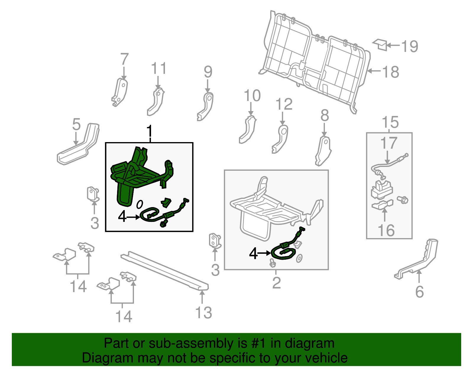 82136-T6Z-A01 - Frame R Rear Seat Cushion - 2017-2020 Honda Ridgeline ...