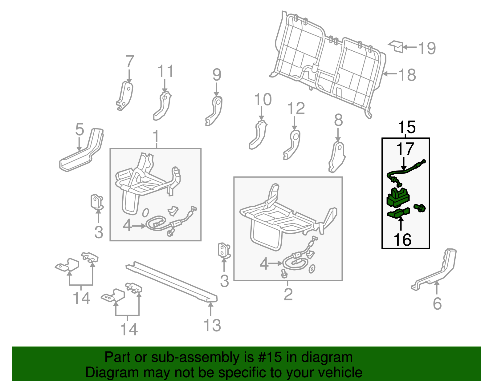 82243-SJC-A01ZK - 2017-2025 Honda Ridgeline - Handle R Rear Seat ...