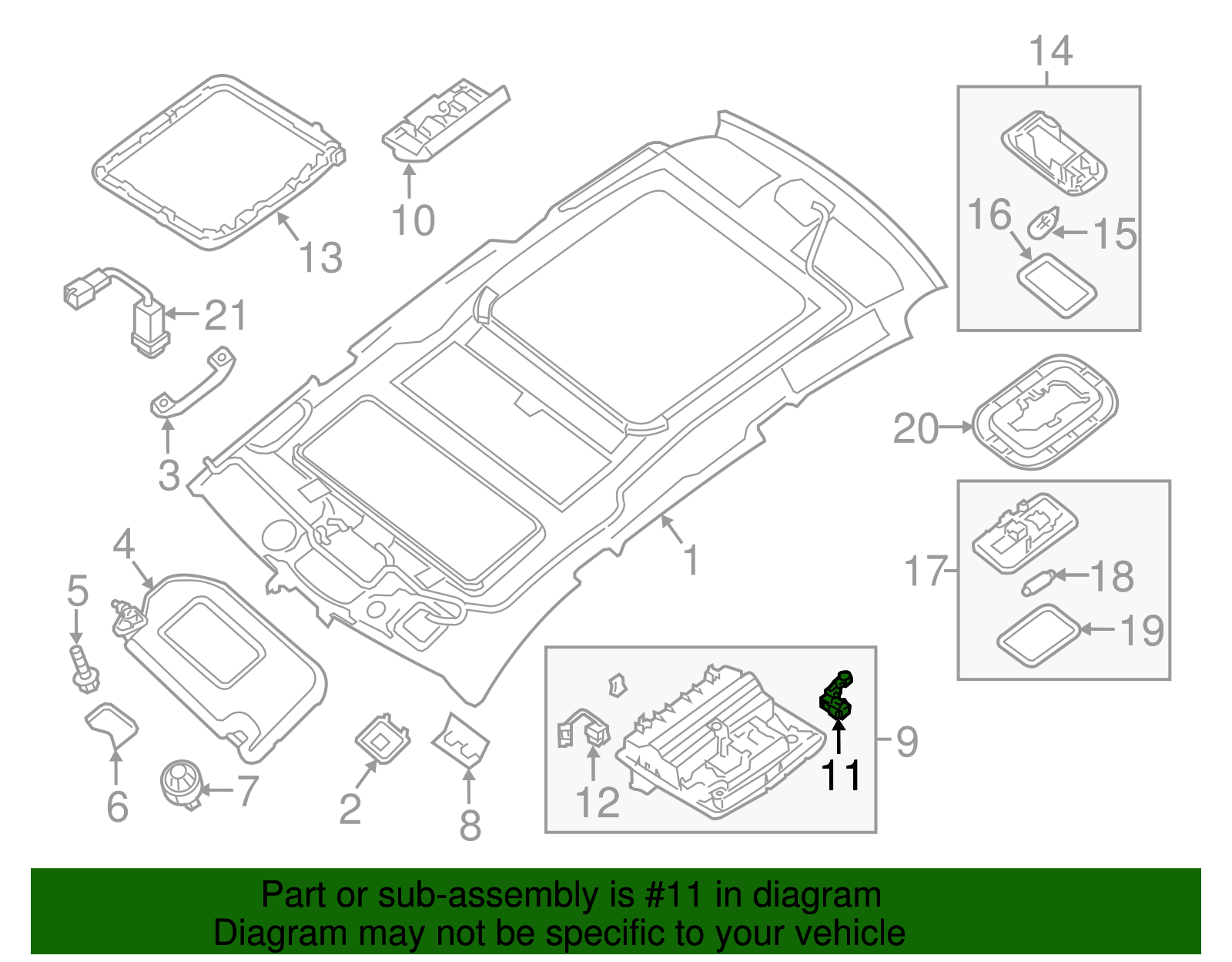 2013-2020 Nissan Pathfinder Sunroof Switch 25450-3JA0A | Bill Kay ...