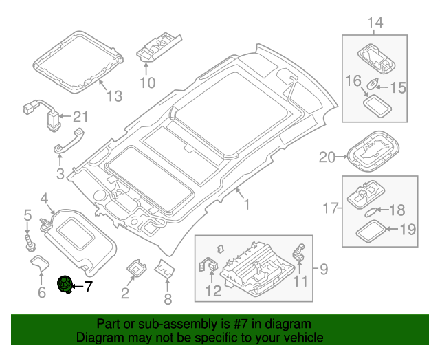 2013-2021 Nissan Sun-Visor Holder 96409-9DM0B | TascaParts.com