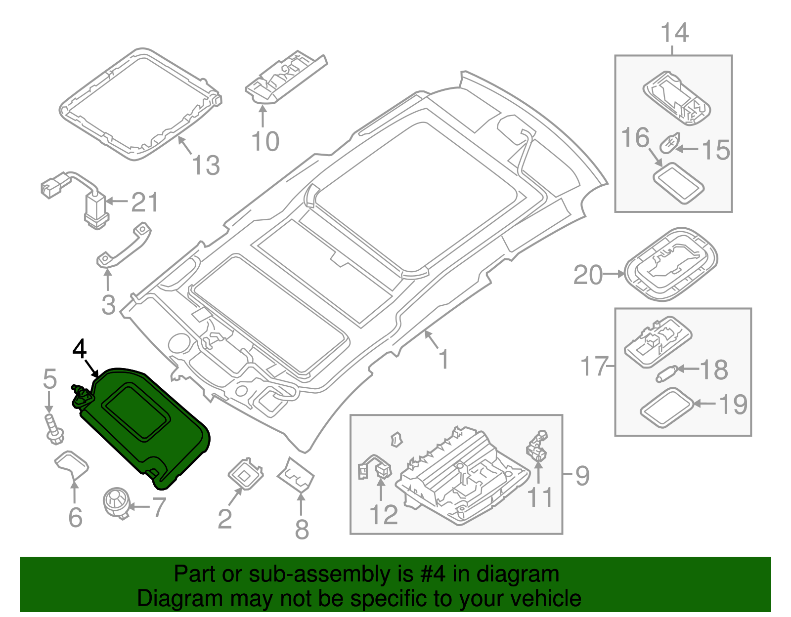 2013-2020 Nissan Pathfinder Sun-Visor 96400-9PB0A | Nissan Parts Central