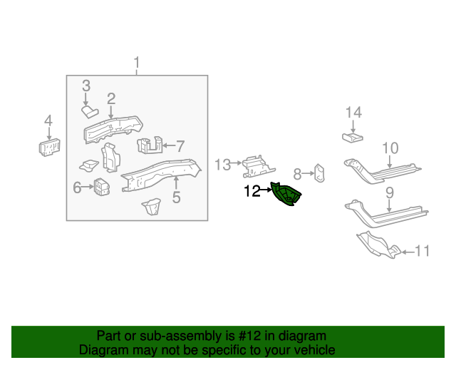 2007-2011 Toyota Camry Torque Box 57198-33040 | Toyota Parts Center