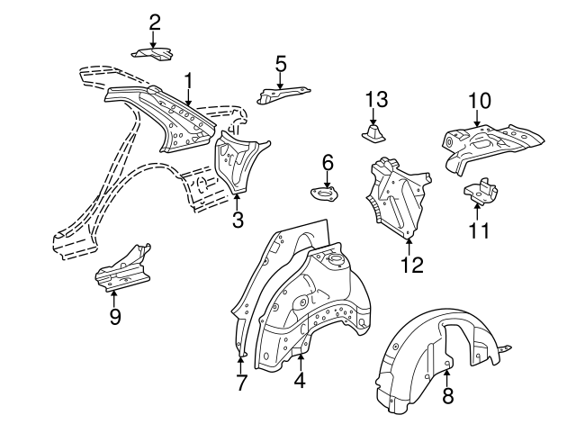 2001-2003 Lexus LS430 Quarter Panel Splash Shield 65638-50010 ...