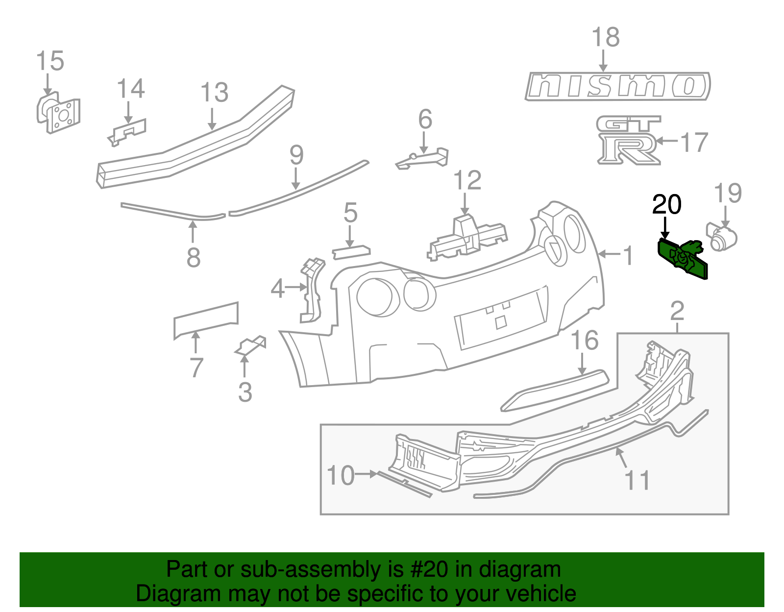 2017-2024 Nissan GT-R Sensor Protector 28533-6AV0A | Team Nissan Inc.