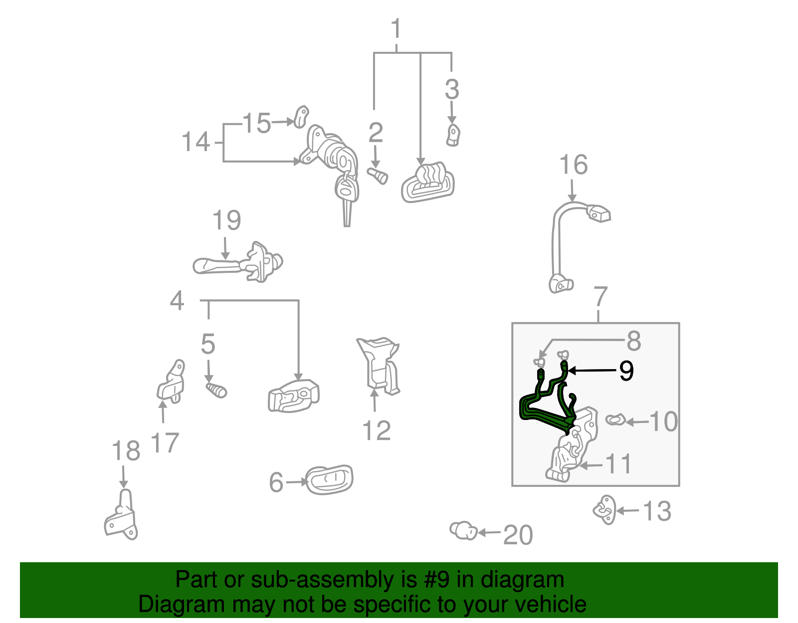 2000-2004 Toyota Avalon Lock Cable 69760-AC020 | Toyota Parts Center