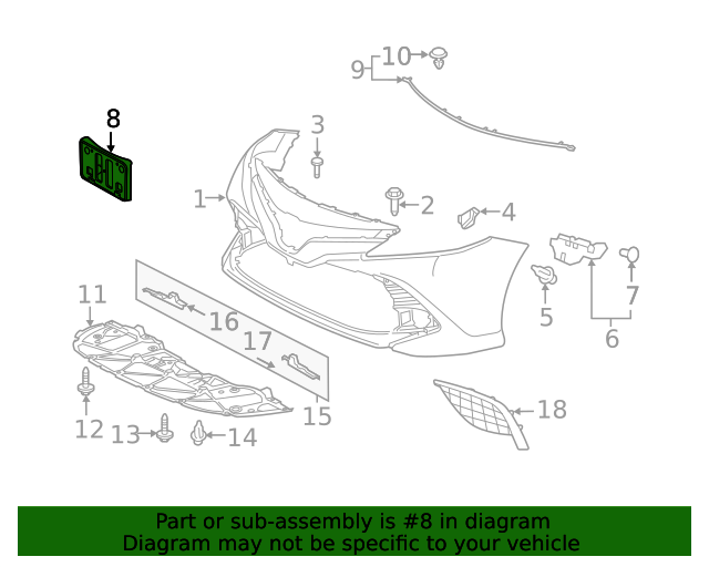 75101-06110 - License Bracket - 2021-2024 Toyota Camry | Sparks Parts