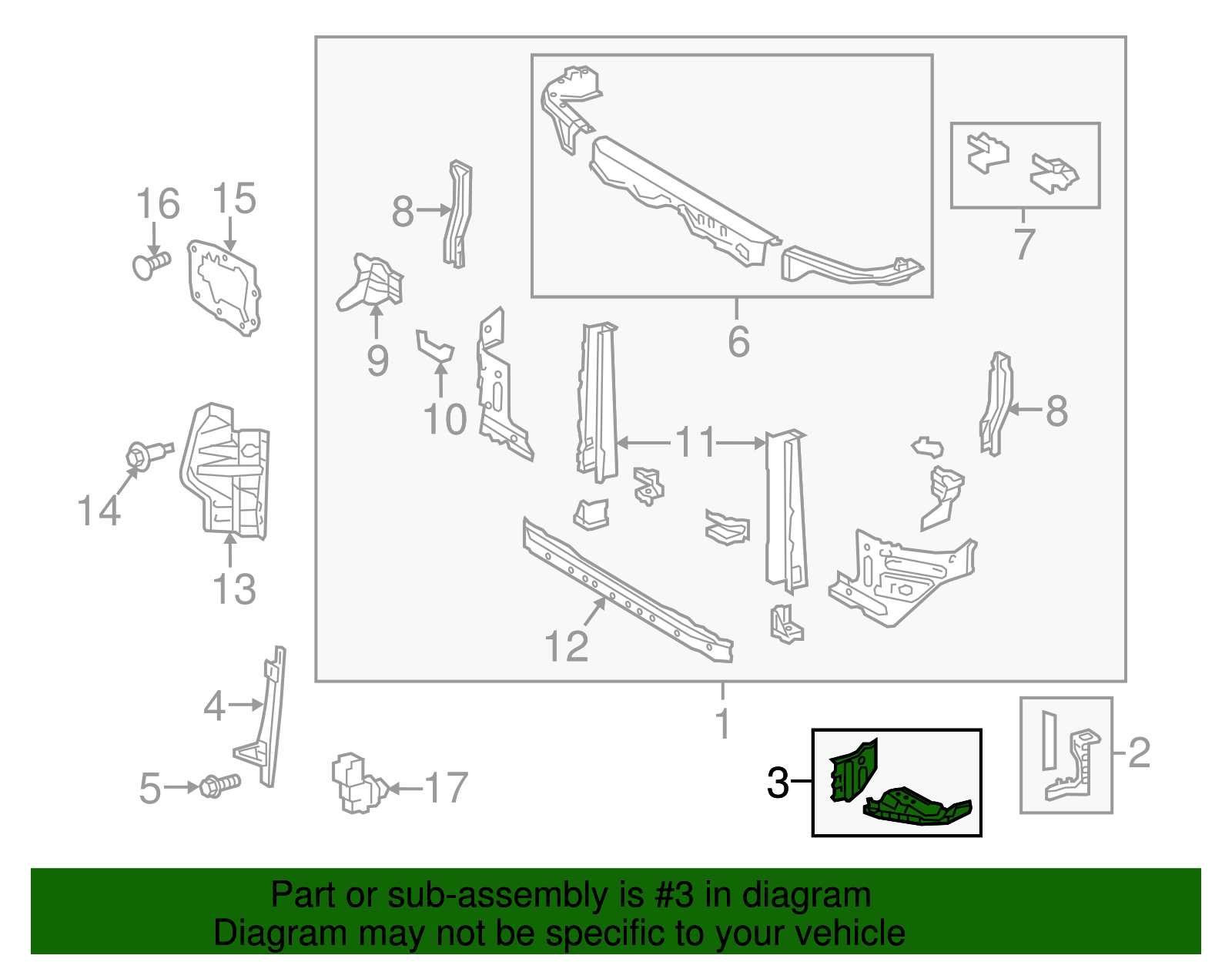 Genuine Toyota Apron Reinforced part# 53725-0C902 for 2014-2022 Toyota ...