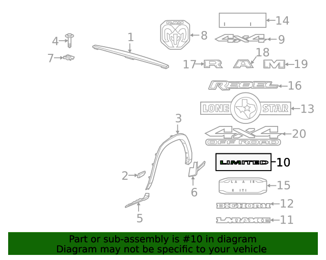 68477490AA - Side Rail Flange Seal Kit | Mopar Parts Canada