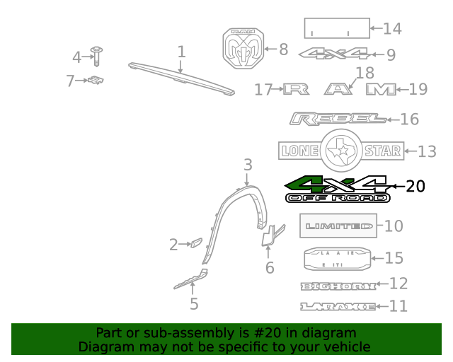 2019-2022 Ram 1500 Truck Bed Decal 6ed45ha5aa | TascaParts.com