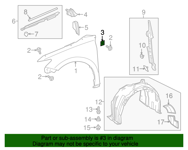 53887-06010 - Fender Seal 2018-2023 Toyota Camry | Longo Toyota Parts