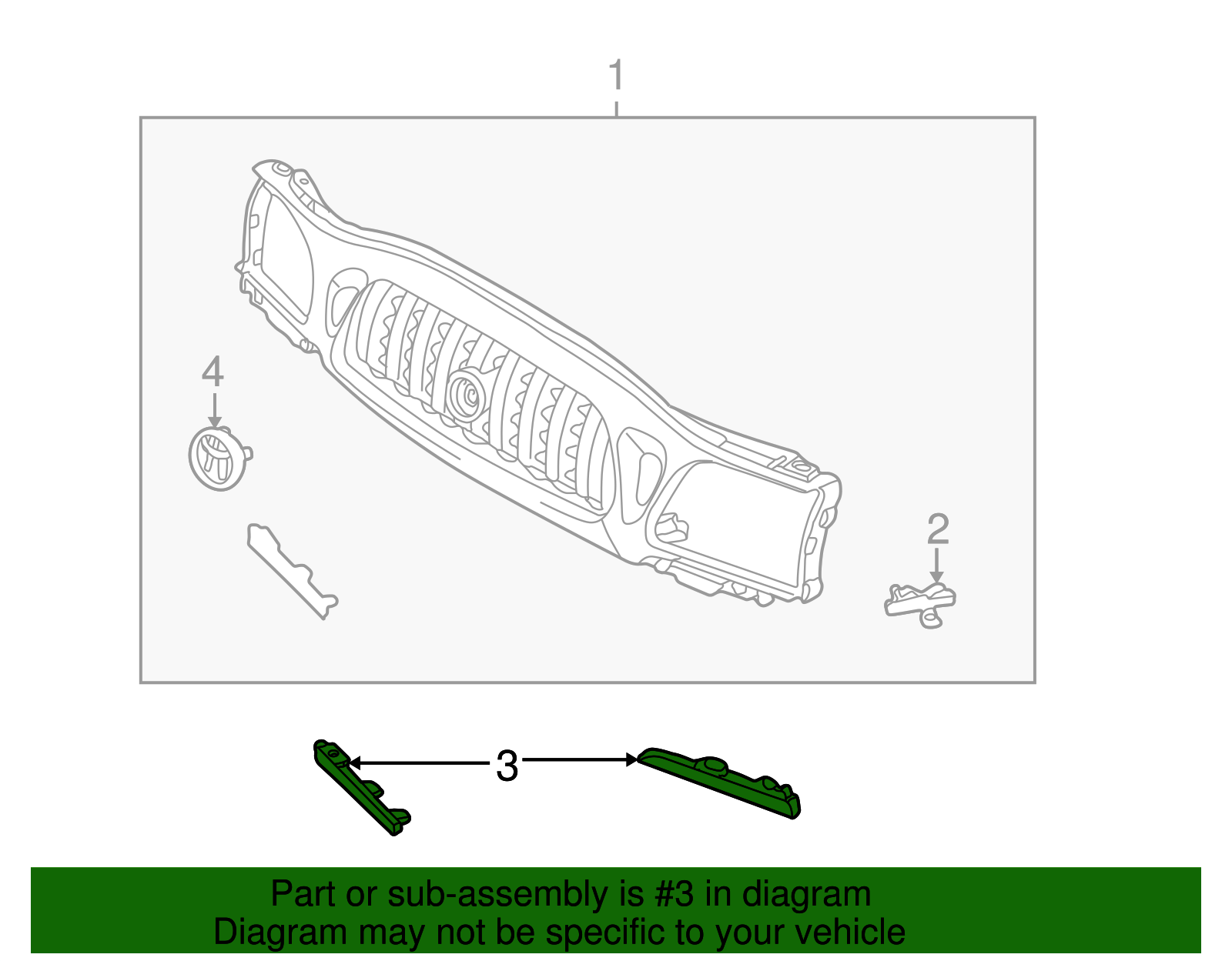 2001-2004 Toyota Tacoma Grille Molding (Left, Front) 52513-35060 ...