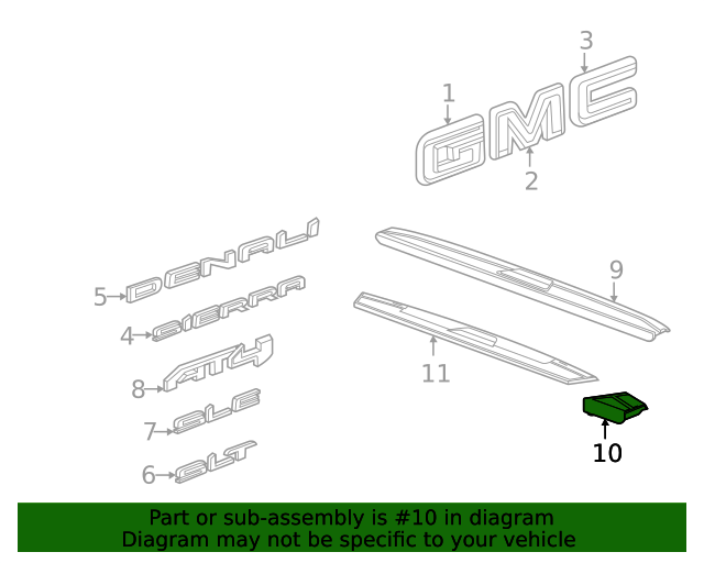 2020-2024 GM Black Passenger Side Outer Tailgate Molding 84685672 GM ...
