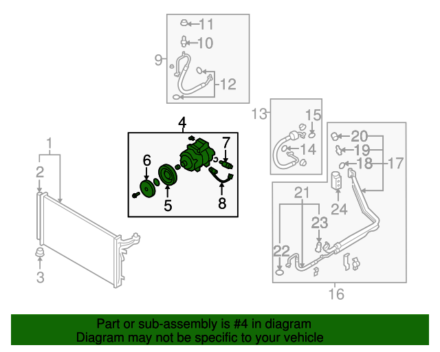 2009-2014 Hyundai Genesis Compressor Assembly 97701-3M001 | OEM Parts ...