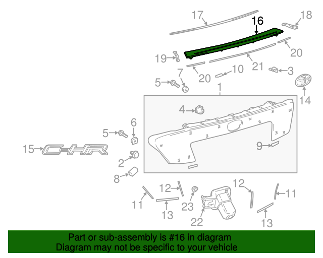 76812-10901 - Upper Molding - 2018-2022 Toyota C-HR | OEM Genuine ...