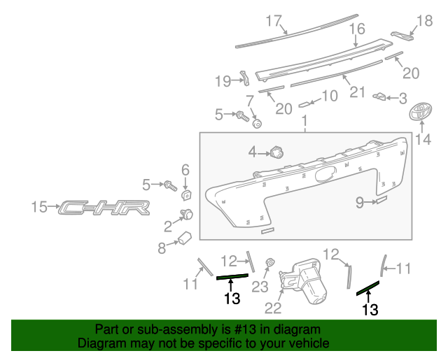 2018-2022 Toyota C-HR Finish Molding Protector 76821-10010 | Toyota ...