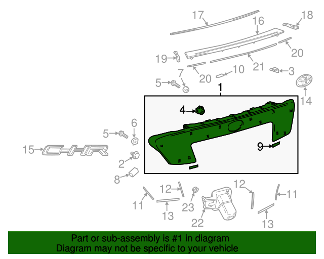 2018-2022 Toyota C-HR Finish Molding 76811-10900 | Toyota Parts Center