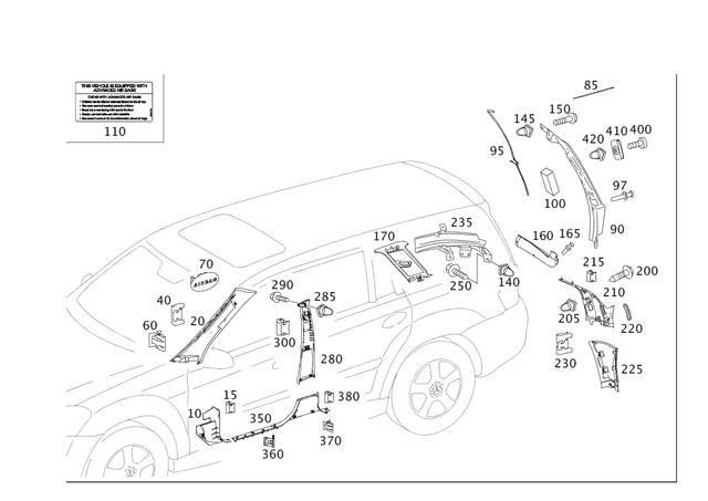 164-682-69-52 - Dampening, D-Pillar 2007-2012 Mercedes-Benz | Mercedes ...