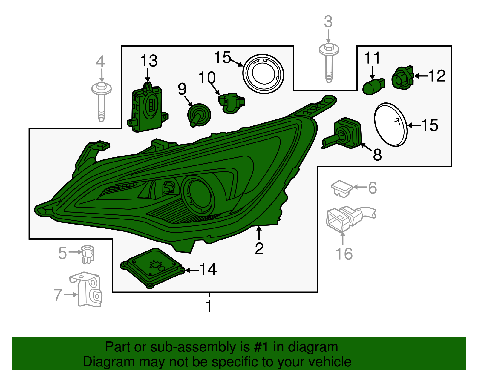 2016-2019 Buick Cascada Driver Side Headlamp Assembly 39059578 GM ...