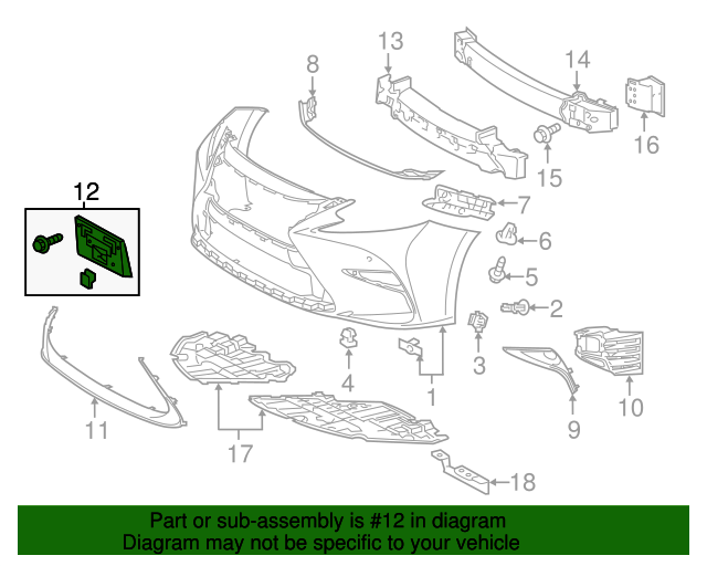 52114-33380 - License Plate Bracket 2016-2018 Lexus | AutoNationParts.com