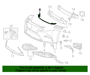 53155-06010 - Bumper Seal 2016-2018 Lexus | AutoNationParts.com