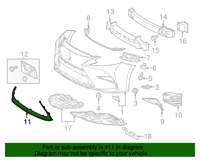 53122-06010 - Bumper Trim 2016-2018 Lexus | AutoNationParts.com