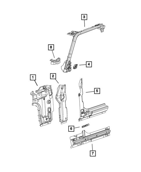 Aperture Panel and Pillar Supports for 2018 Jeep Wrangler | Wholesale MOPAR