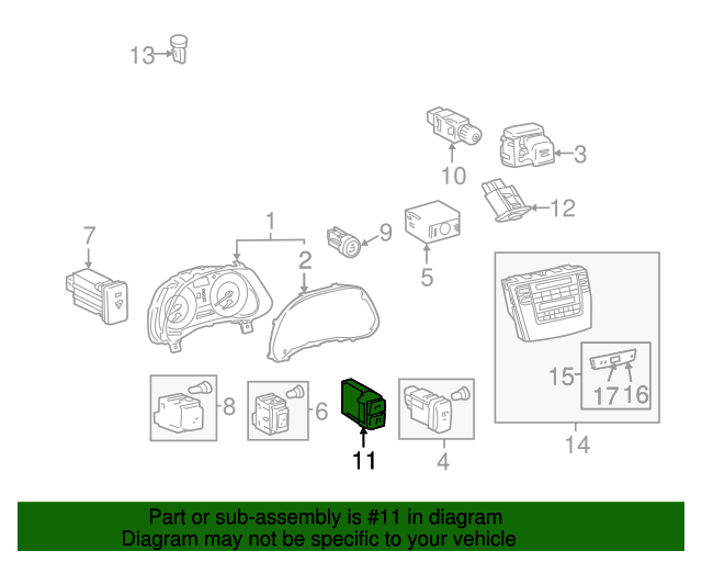 2011-2015 Lexus Trunk Lid Release Switch 84840-53020 | OEM Parts Online