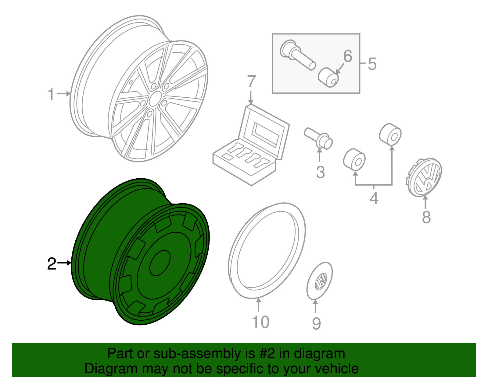 2018 Volkswagen Beetle Wheel, Alloy 5C0-601-025-BT-YA5 | Retail ...