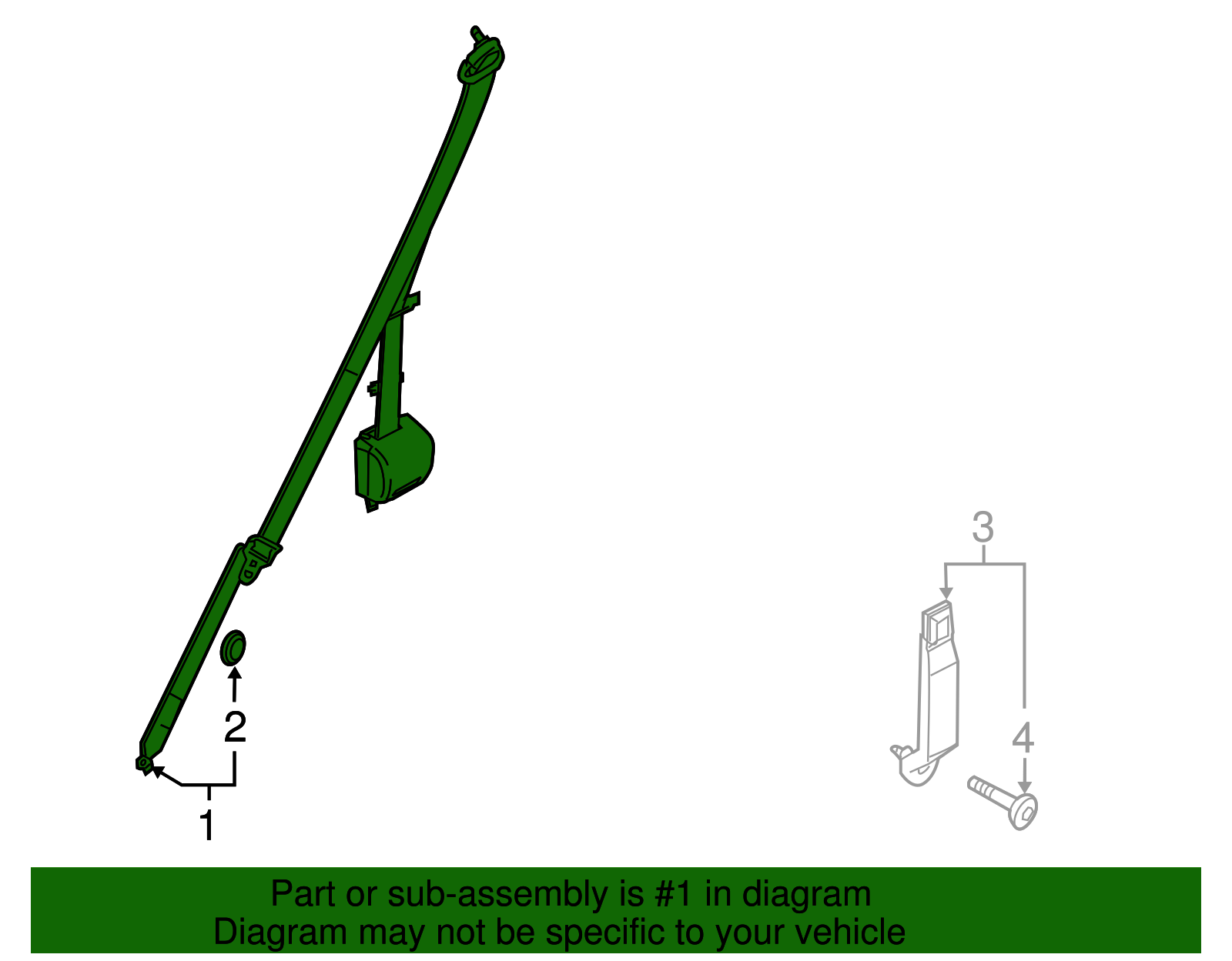 9C2Z-16611B64-AA - Center Belt Assembly 2008-2014 Ford | Big 3 Auto Parts