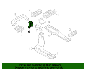 64-22-7-074-416 - Right floor heater duct 2004-2010 BMW ...